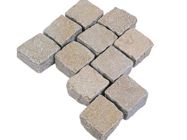 Kalkstein Pflastersteine 10x10x7-9 - Java Sand | jonastone